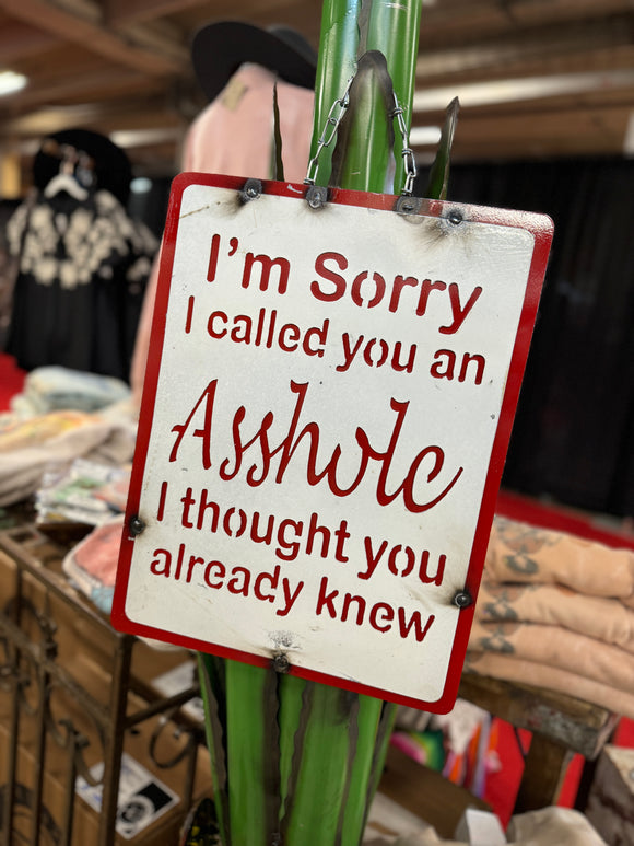 Sorry Metal Sign – Cowgirls & City Chics